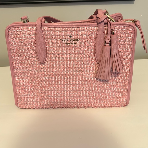 kate spade | Bags | Kate Spade New York Rowe Large Pink Tweed Purse ...